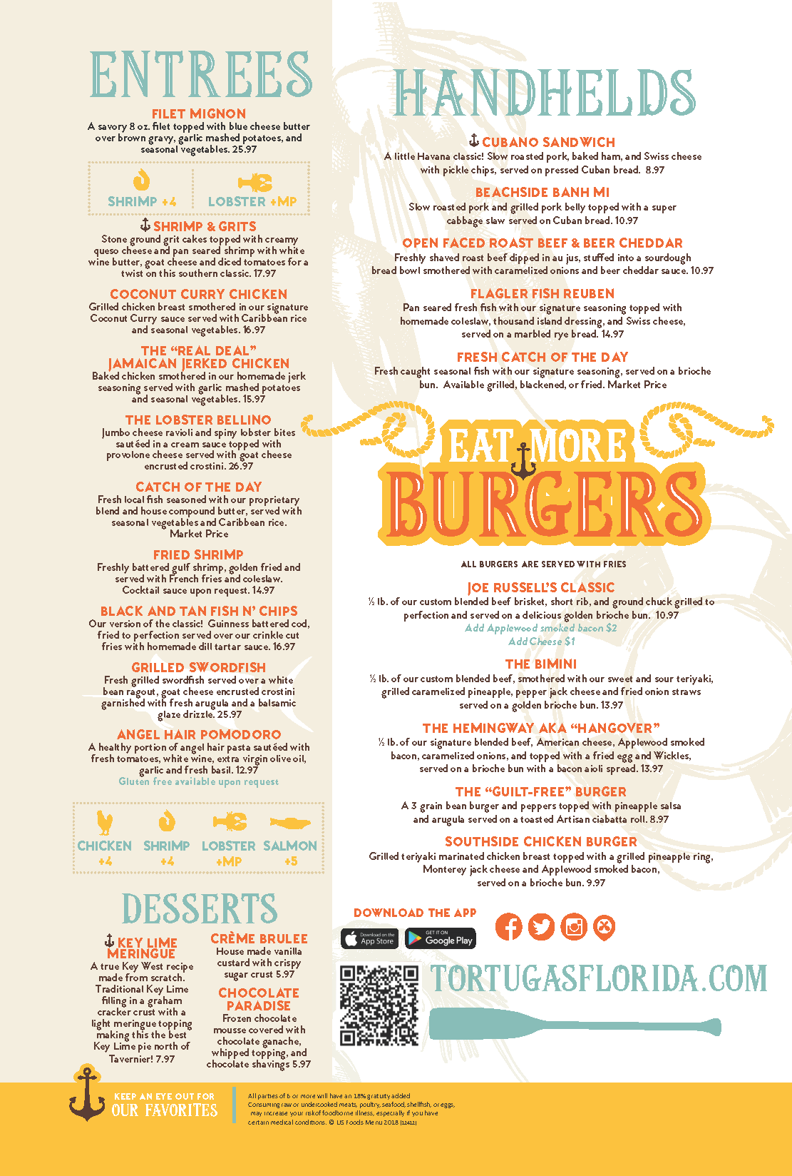 Tortugas Florida Food Menu