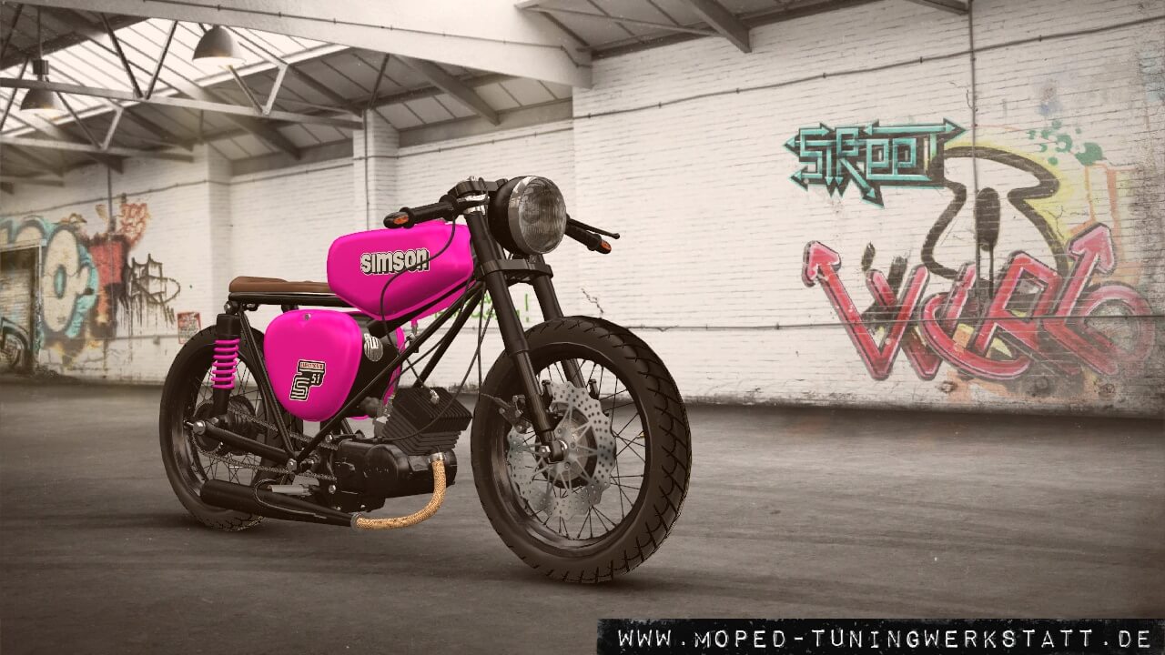S51 Pink Retro Racer – Simson Extrem Umbau