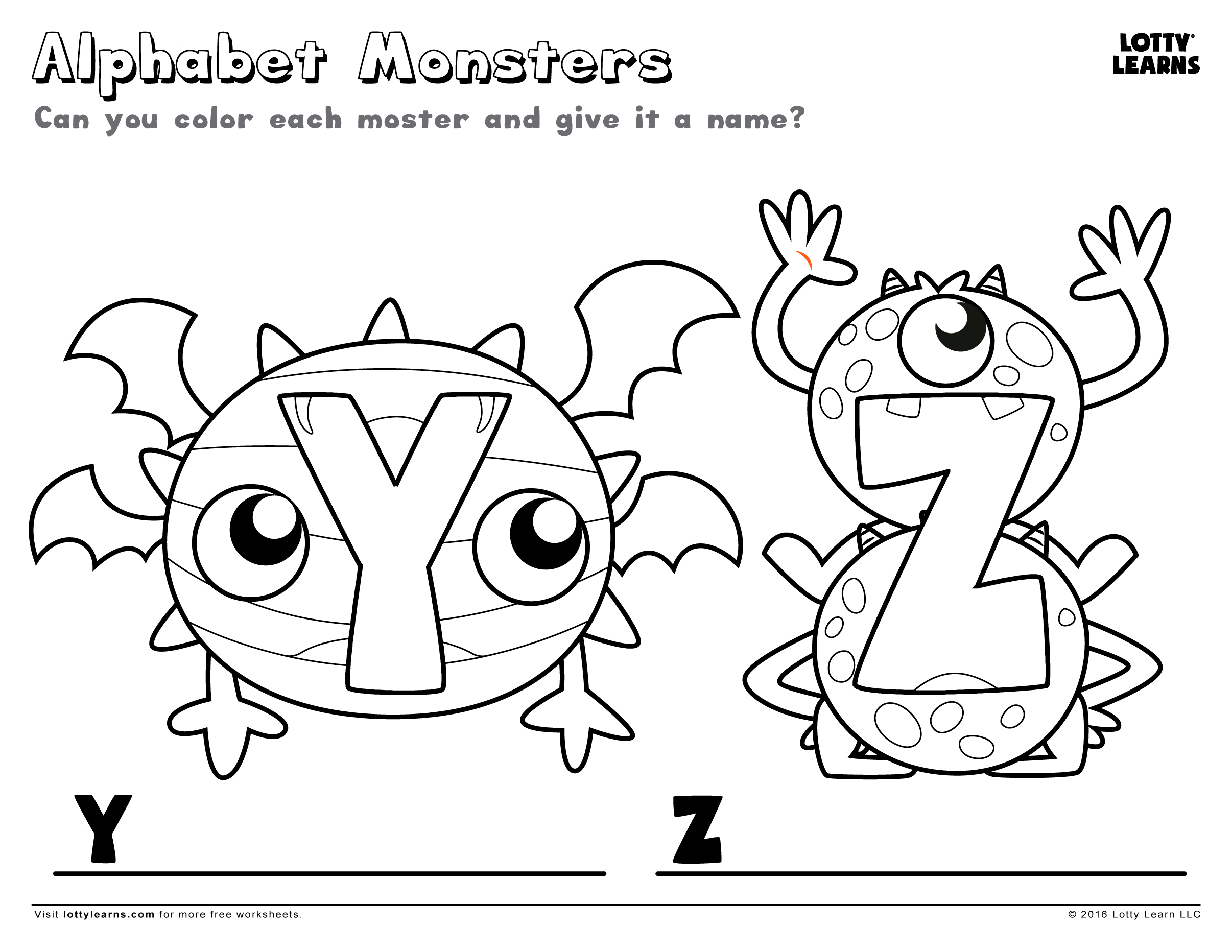 Alphabet Monsters Y and Z | Lotty Learns