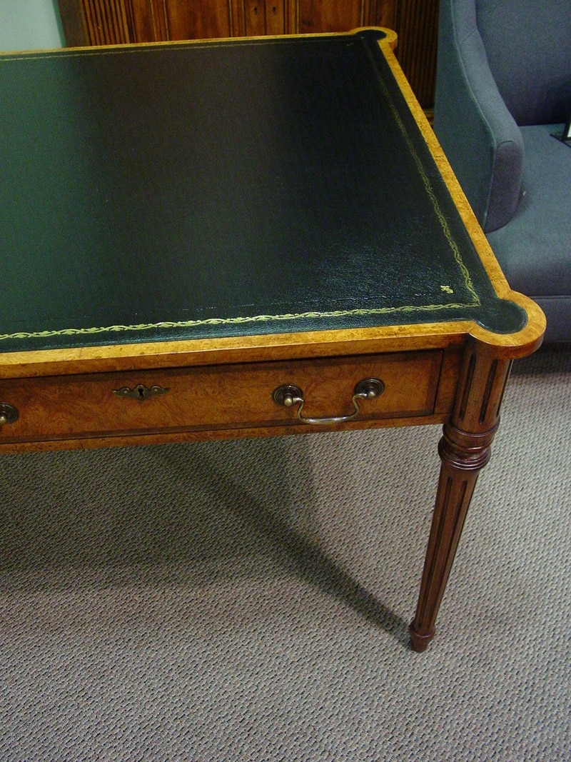 Walnut Leather Top Writing Table