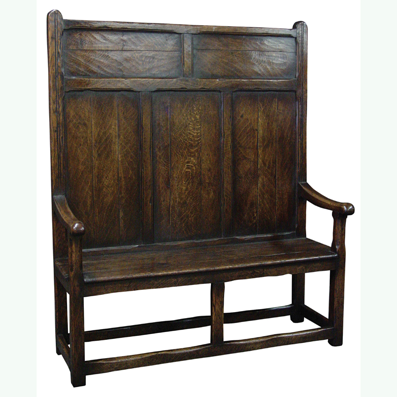 Rustic Oak High Back Settle