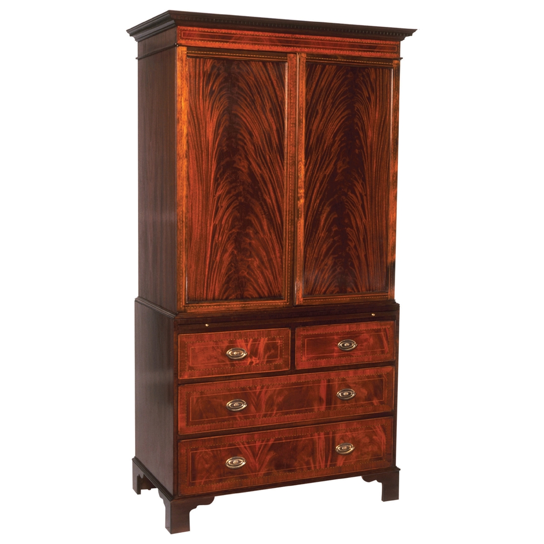 Mahogany black and white inlaid linen press