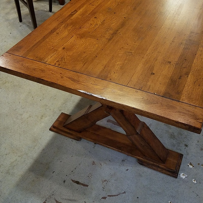 Oak, X leg refectory table