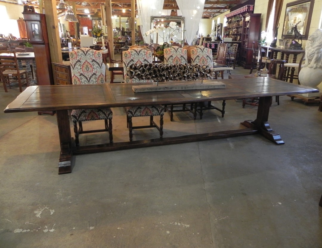 Rustic Oak, panel top refectory table