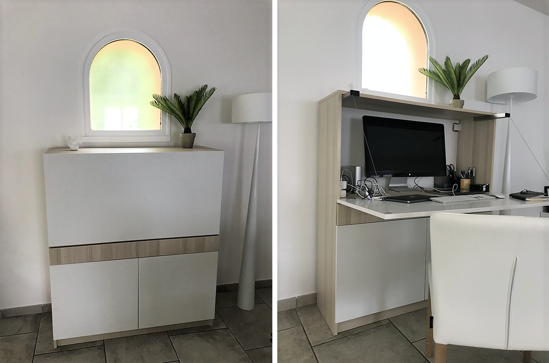 Bureau sur mesure avec abattant secrétaire - DessineTonMeuble