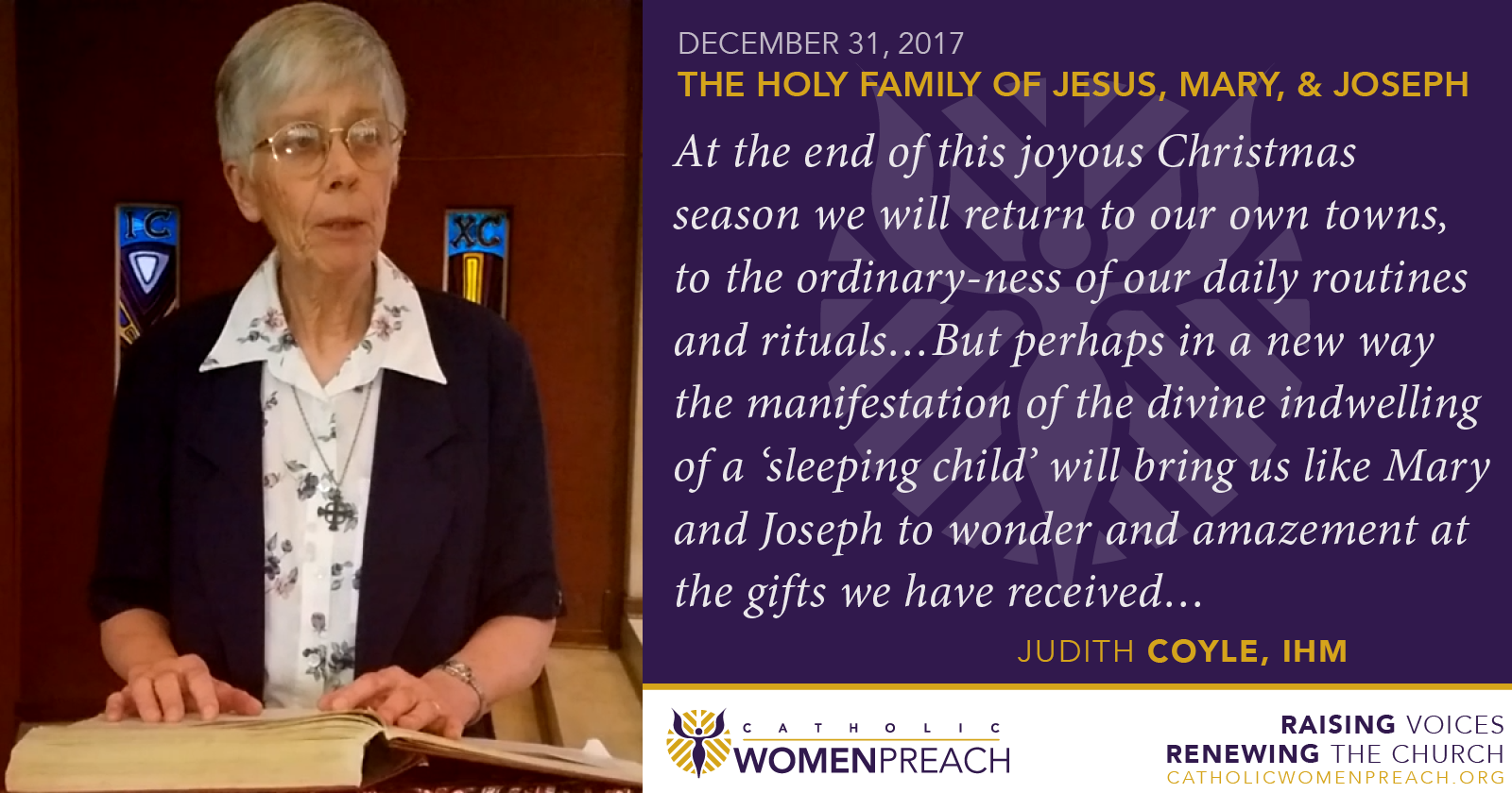 The Holy Family of Jesus, Mary and Joseph: Dec 31, 2017