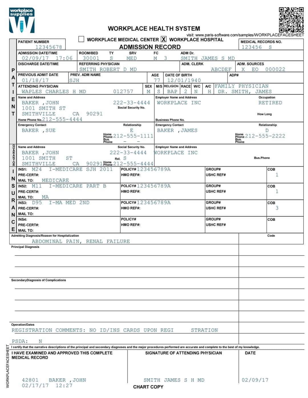 Paris Facesheet Form Printing