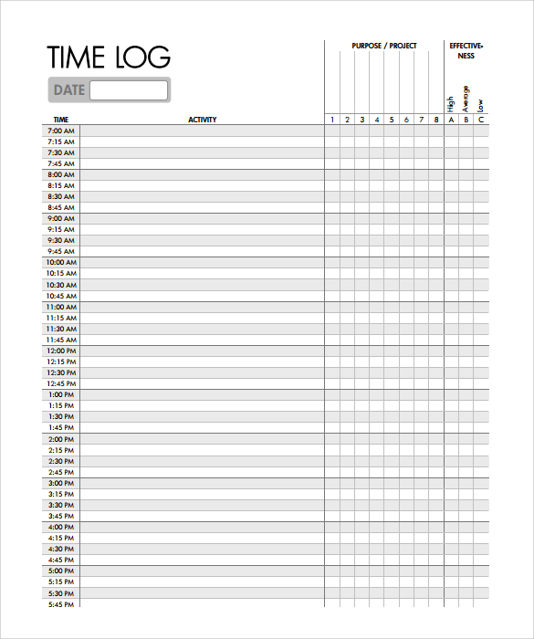 Download And Personalize A Professional Time Log Template Bonsai