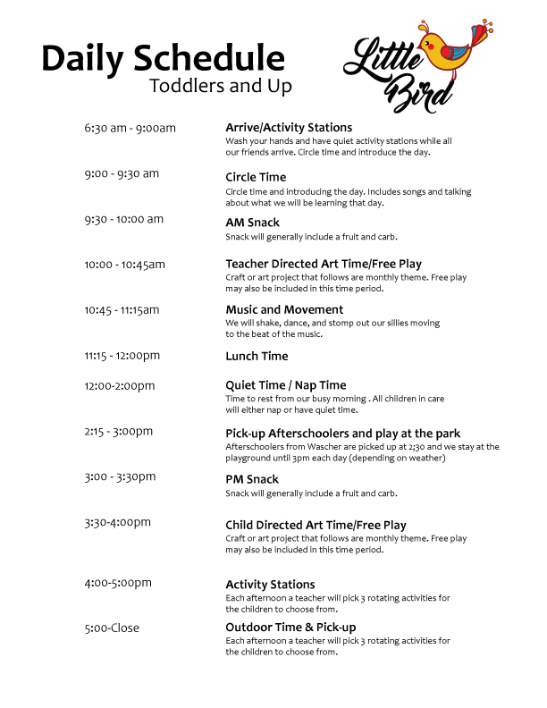 Daily Schedule Daily Schedule