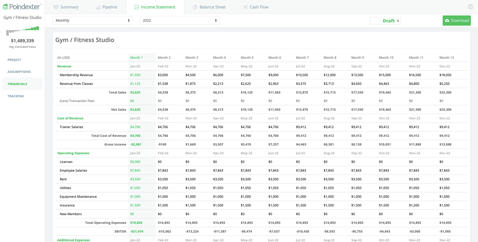 Gym / Fitness Studio Financial Model Template | Start Free