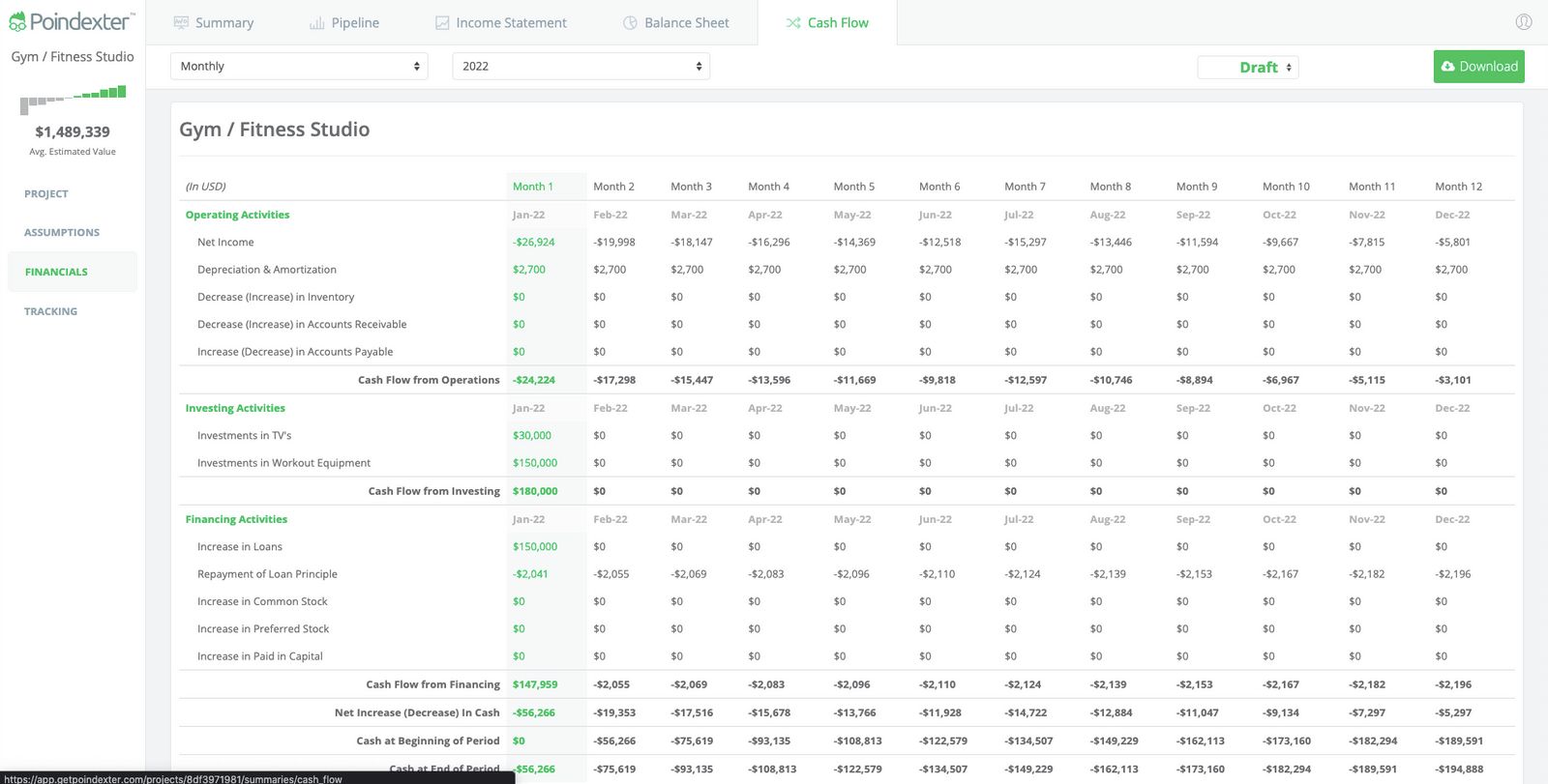 Gym / Fitness Studio Financial Model Template | Start Free