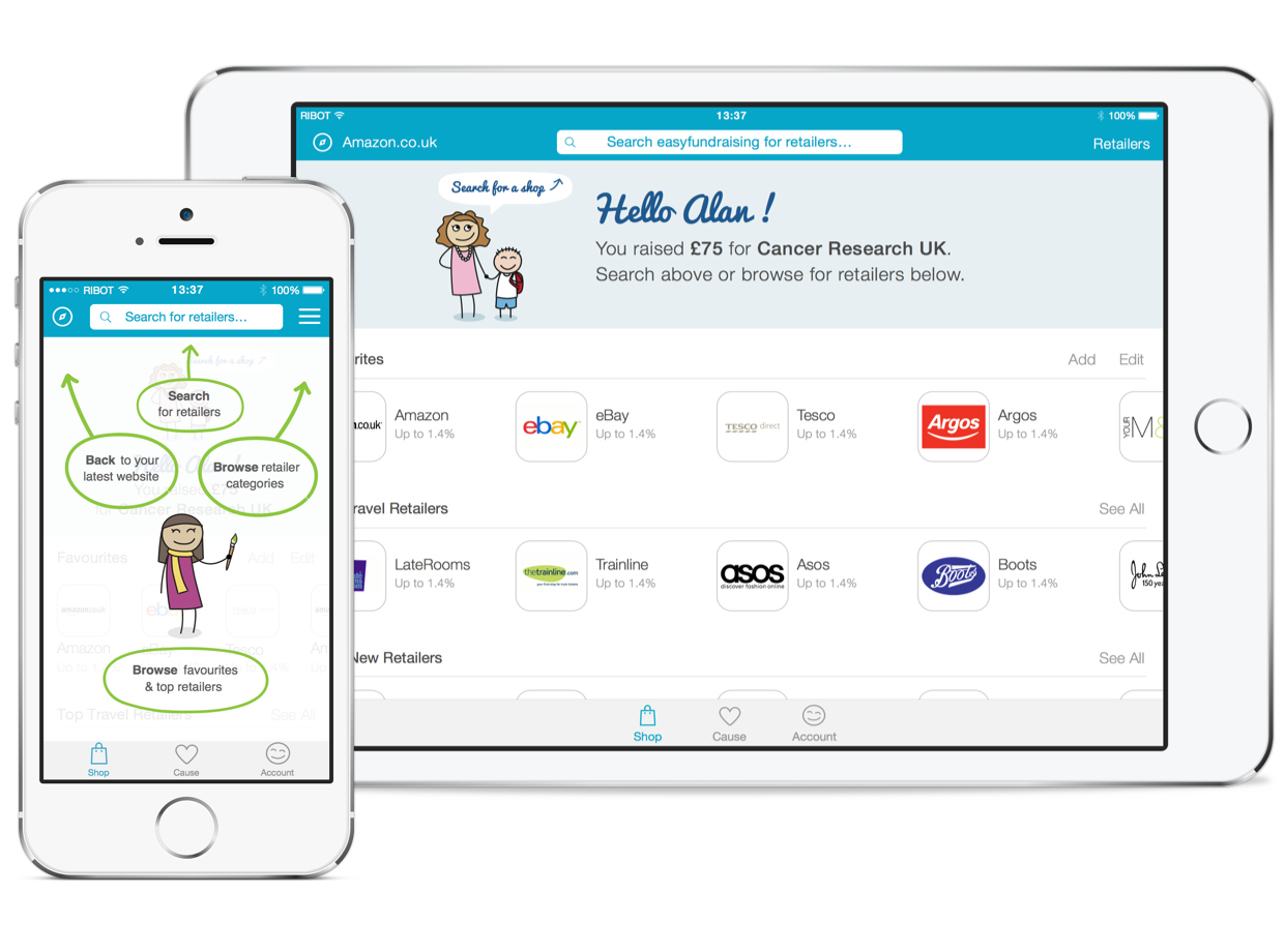 Easyfundraising - Effortlessly donate whilst shopping on iOS devices