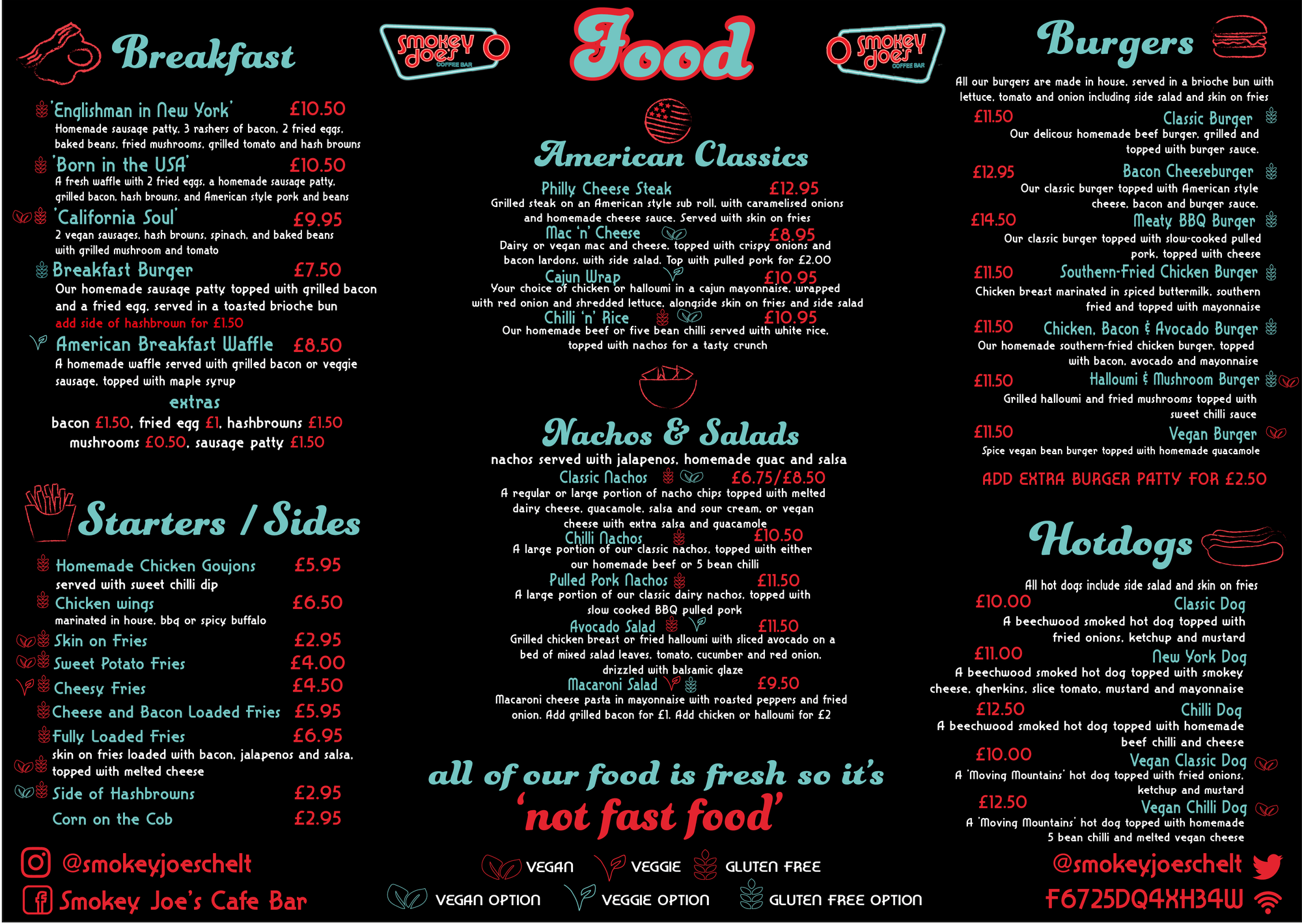 Smokey Joes Cheltenham | Menu