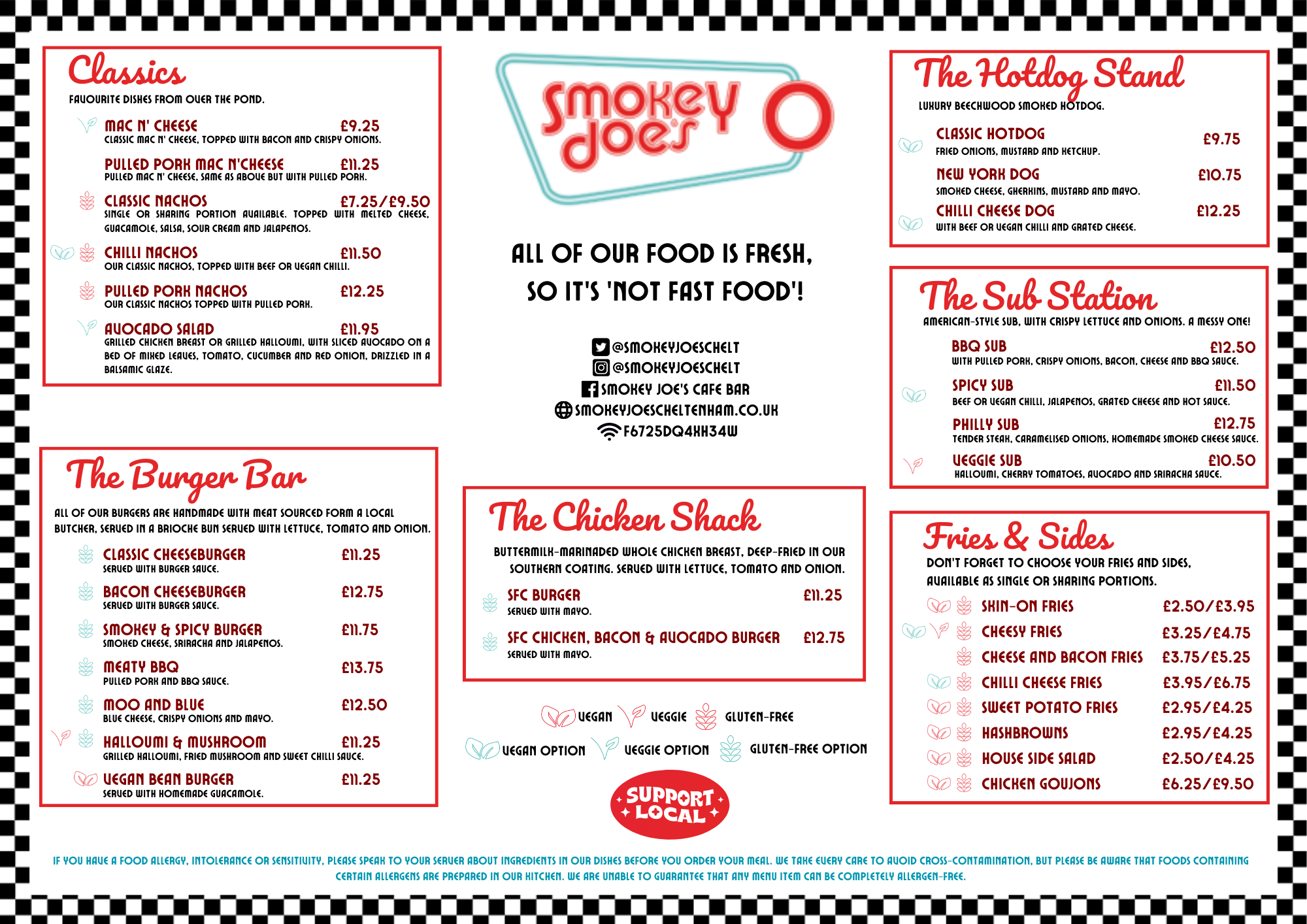 Smokey Joes Cheltenham | Menu