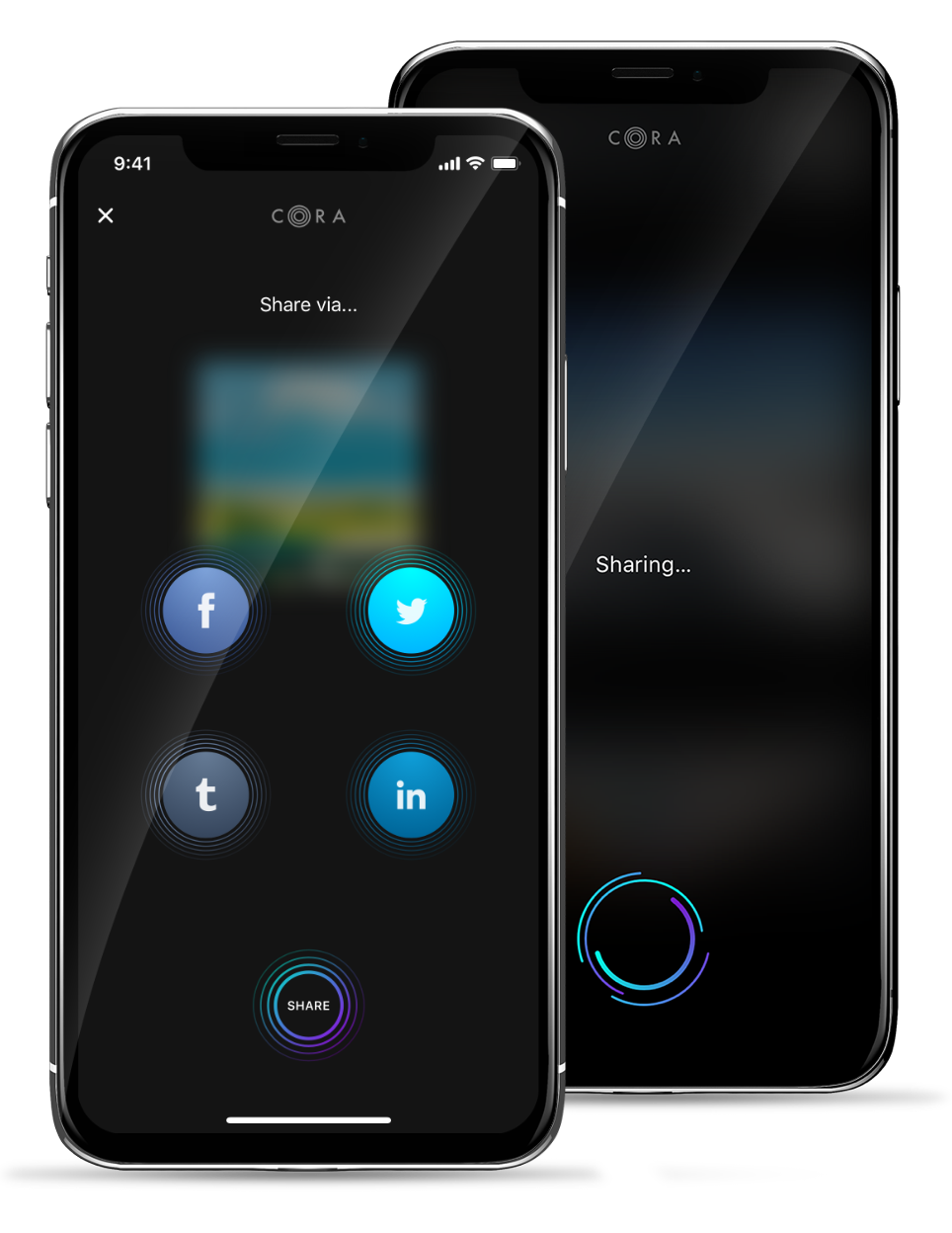 CORA • Shares your pics and messages to social networks!