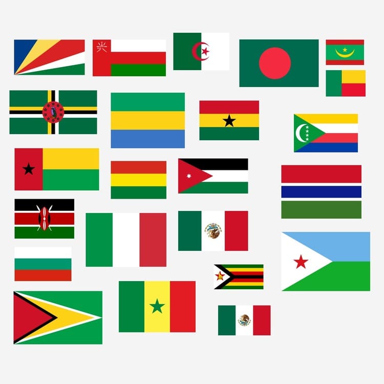 +150 Countries With Green Flag Explained - Eggradients.com