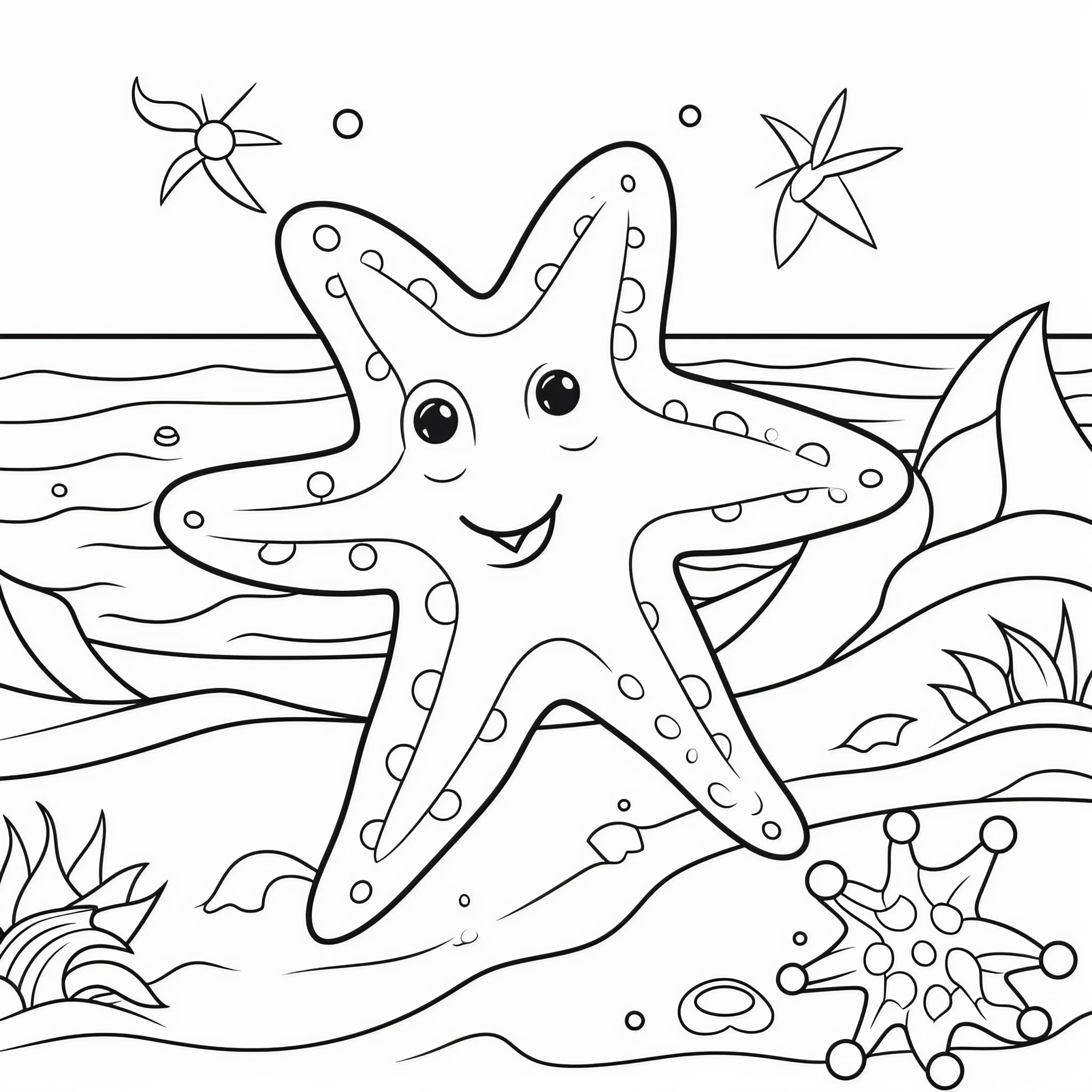 Cute Starfish Coloring Page