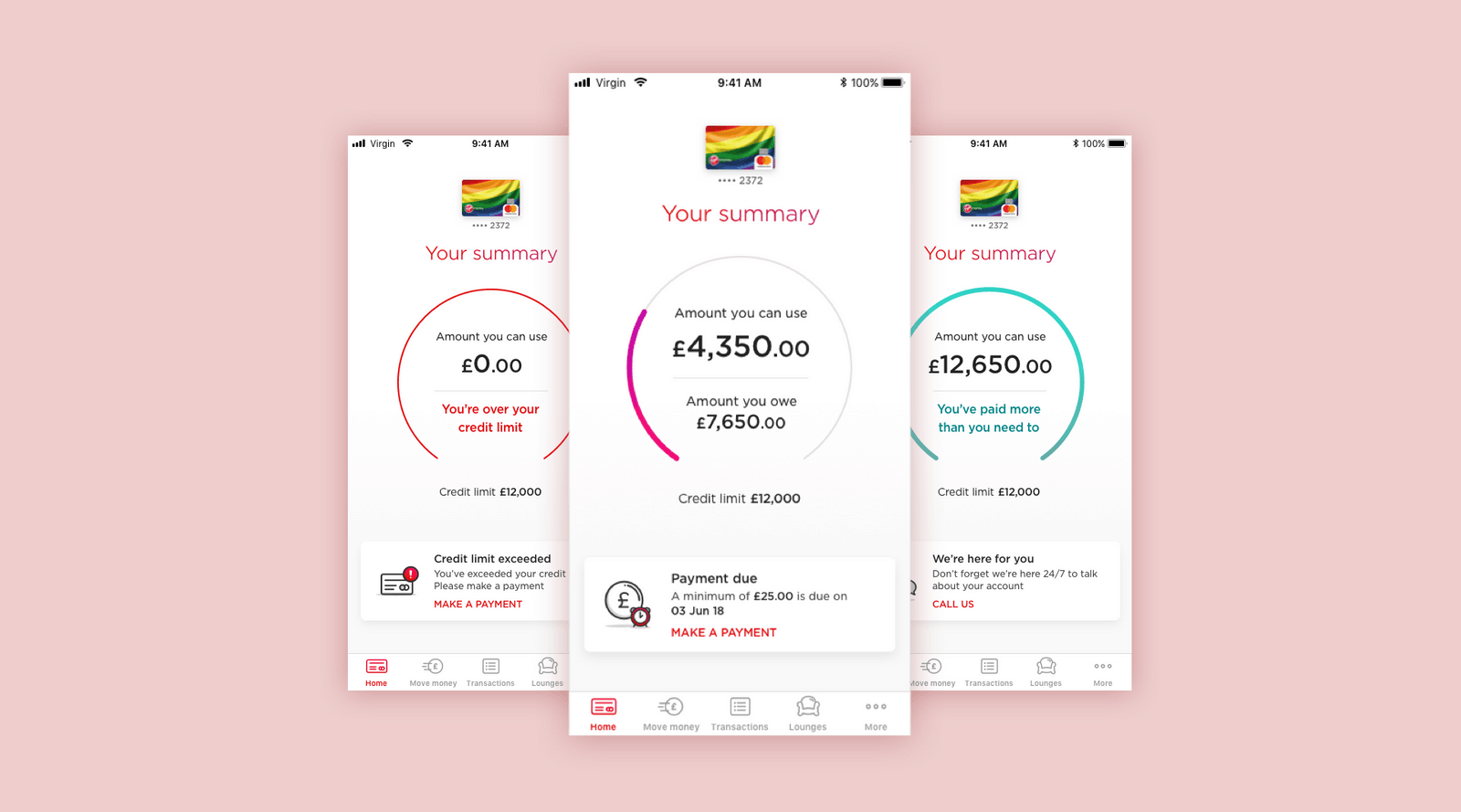 Virgin Money Credit Card App Design