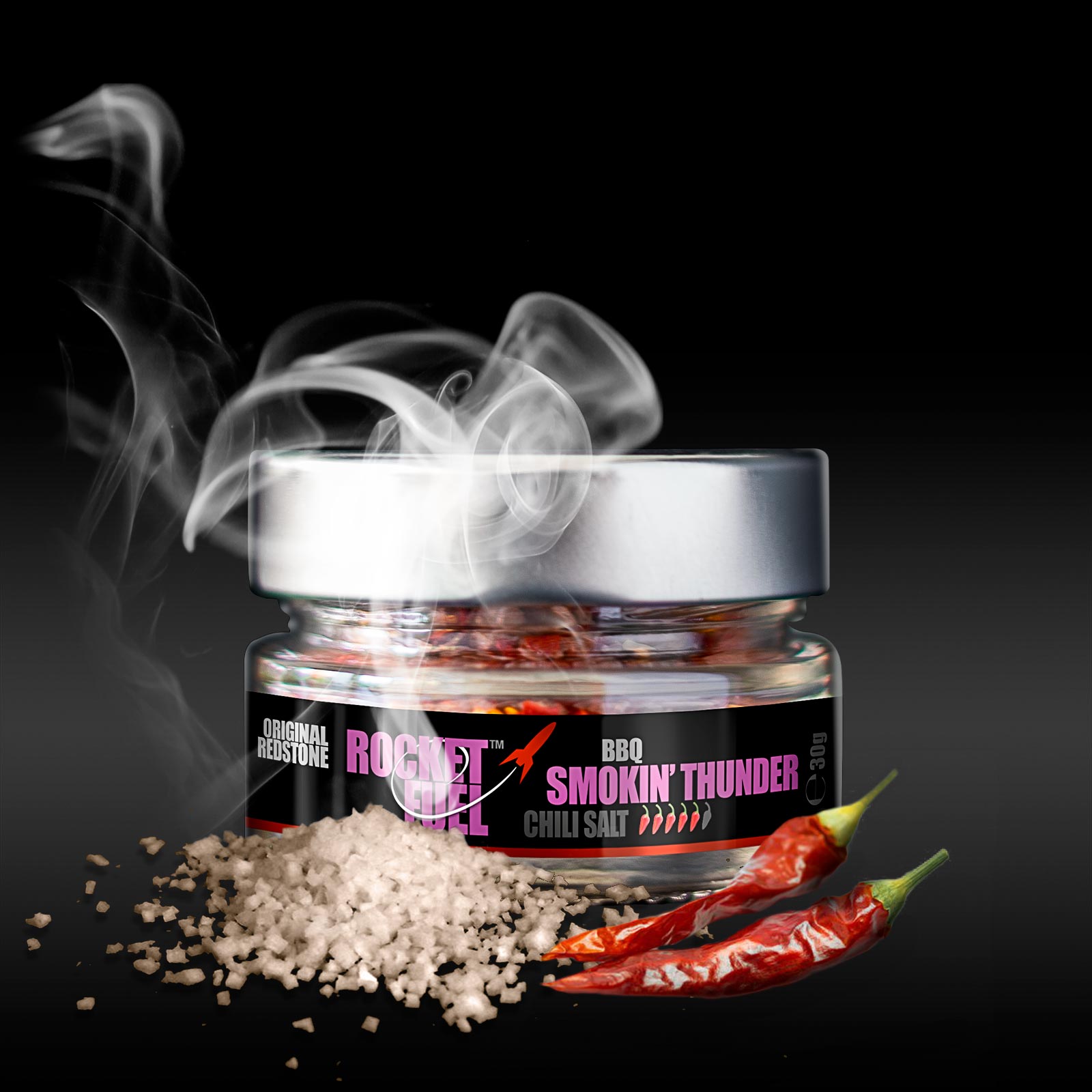 Rocket Fuel BBQ Smokin’ Thunder Chili Salt The Redstone Hot Chili Company