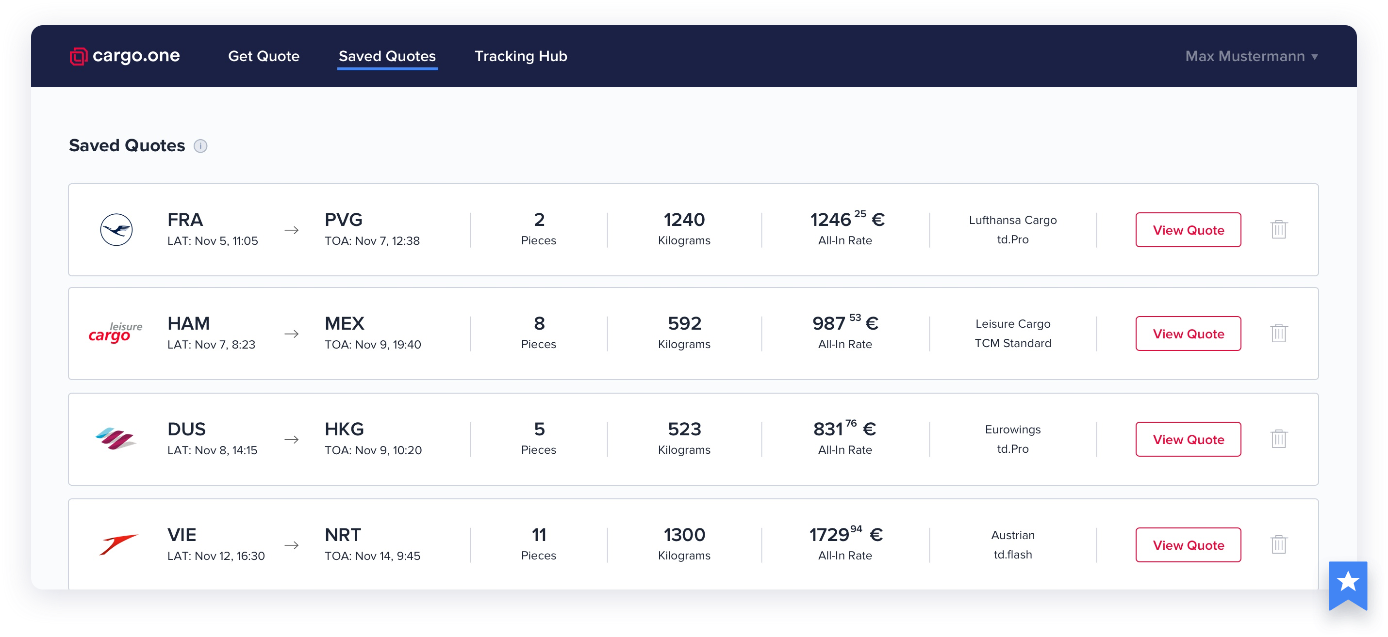 Air Cargo Instant Quotes