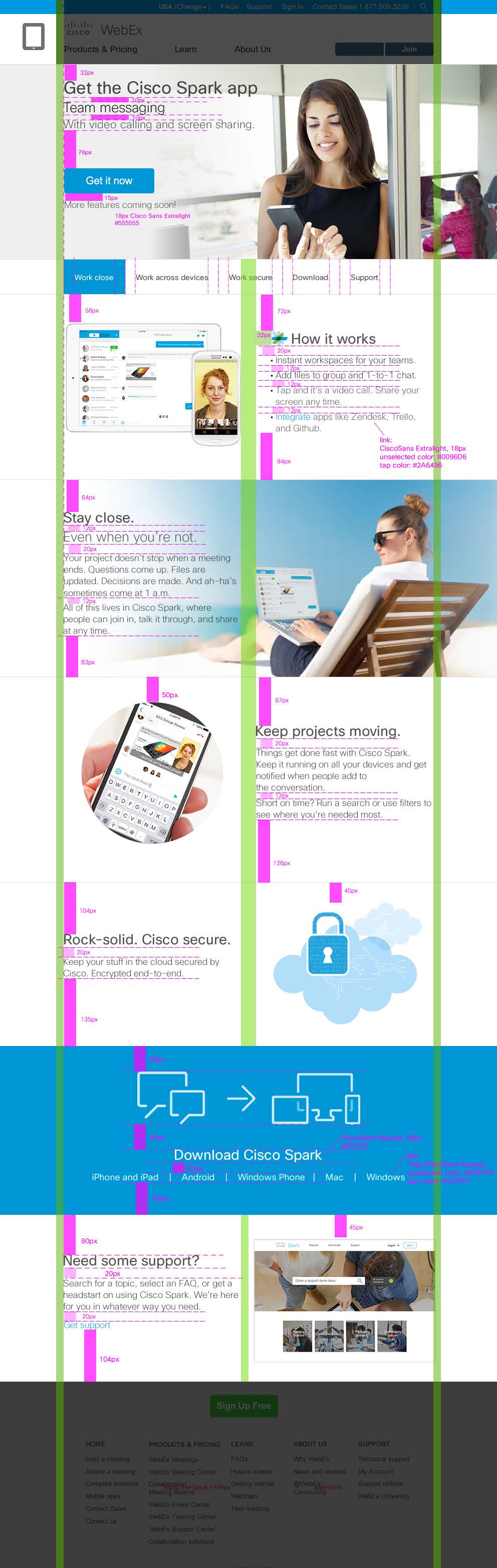 Cisco WebEx and Cisco Spark website design