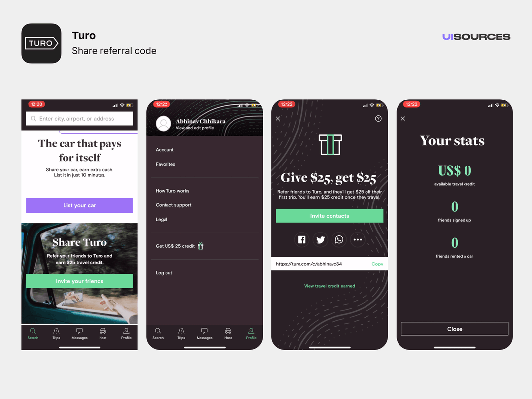 Turo - Content Screens Screenshots | UI Sources