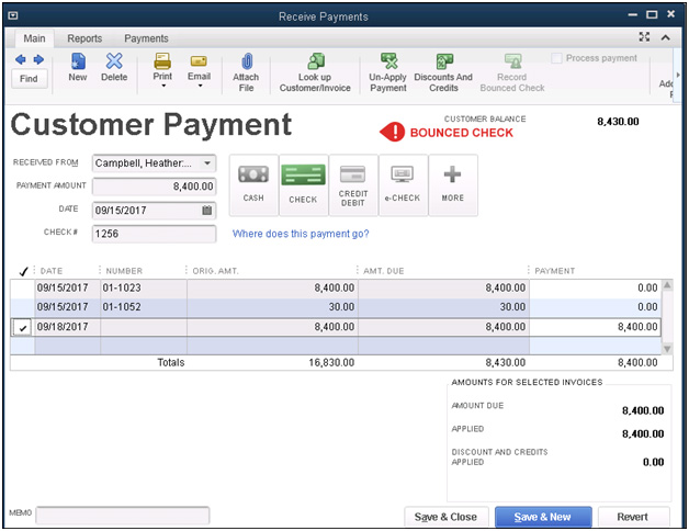 Manage Bounced Checks with a Click