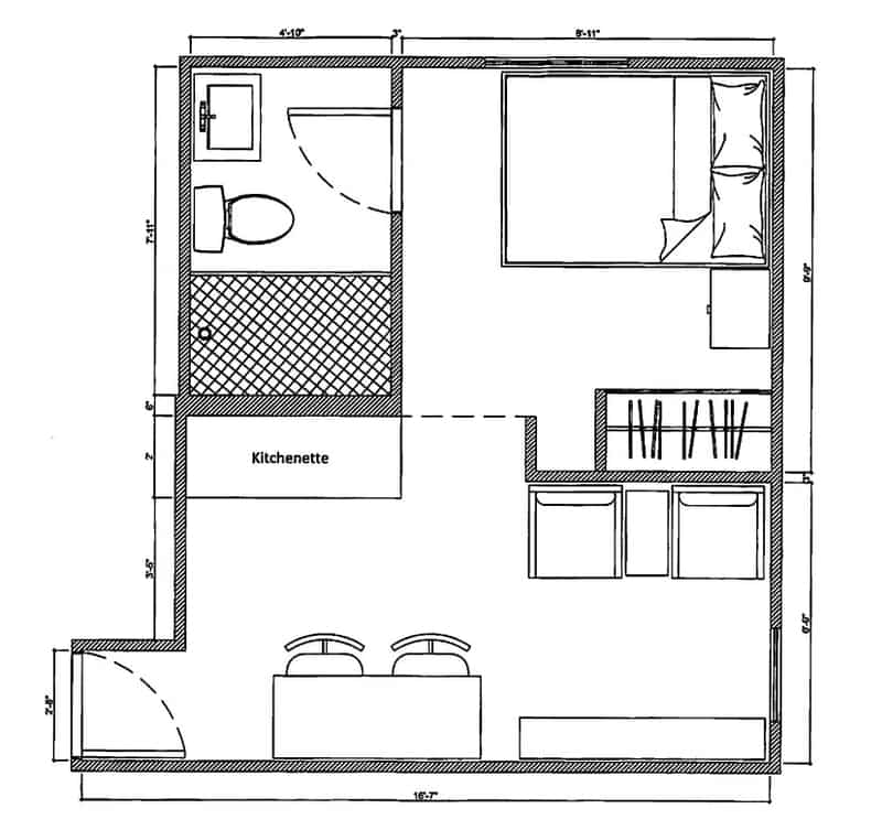 West One Bedroom Kitchenette