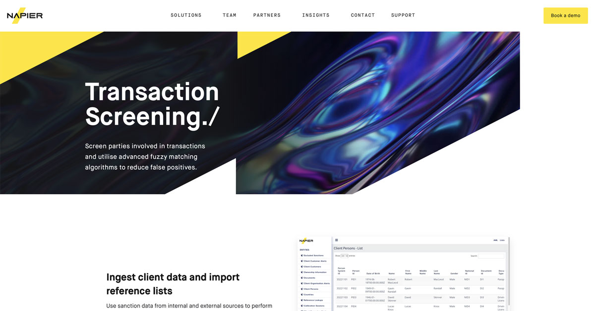 Transaction Screening | AML Screening Solutions | Napier