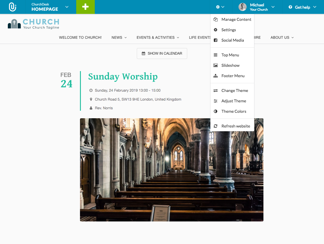 ChurchDesk hjælper dig med kirkens hjemmeside