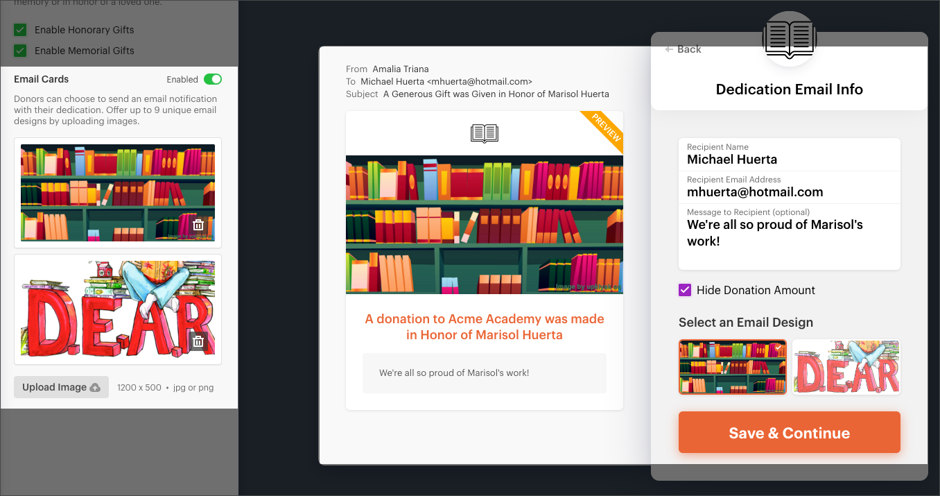 Donation Form Dedications - GiveForms