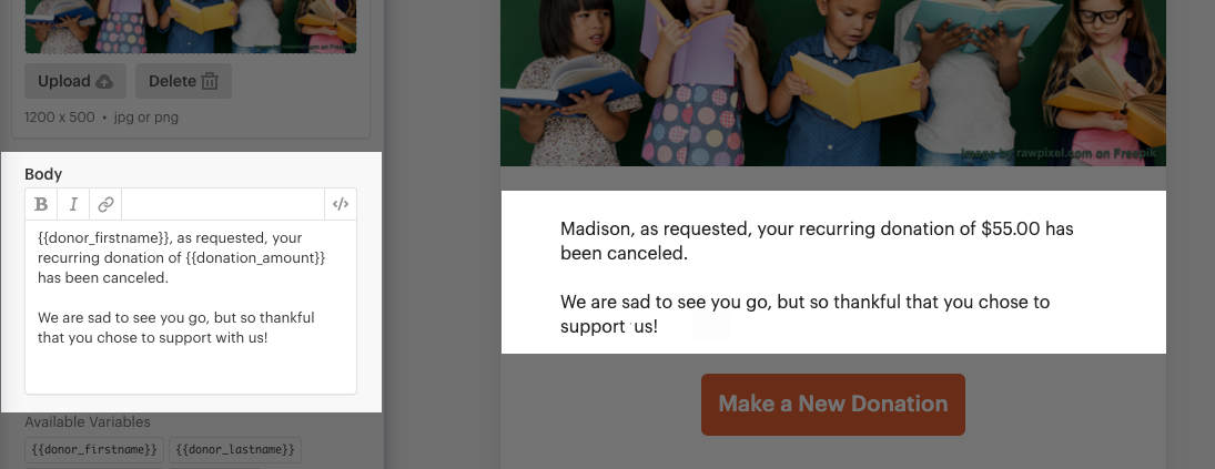 Recurring Donation Cancelation Email - GiveForms
