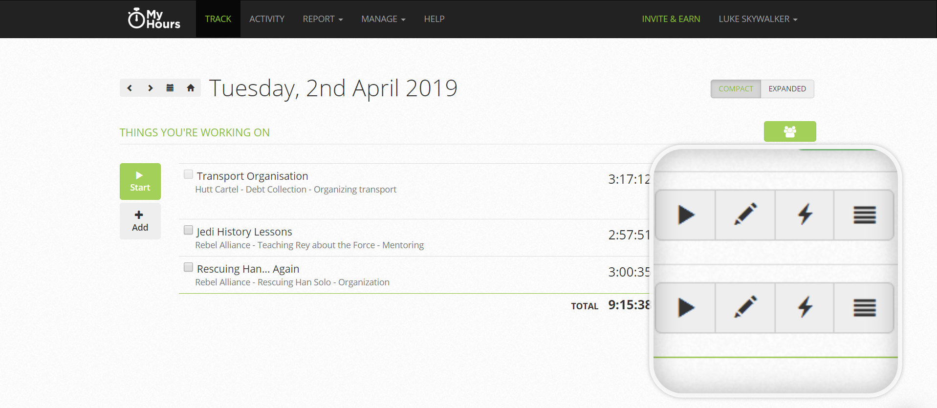 Time Tracking - My Hours