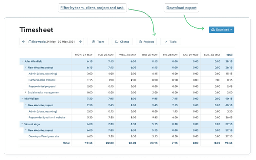 Timesheet time tracking | My Hours