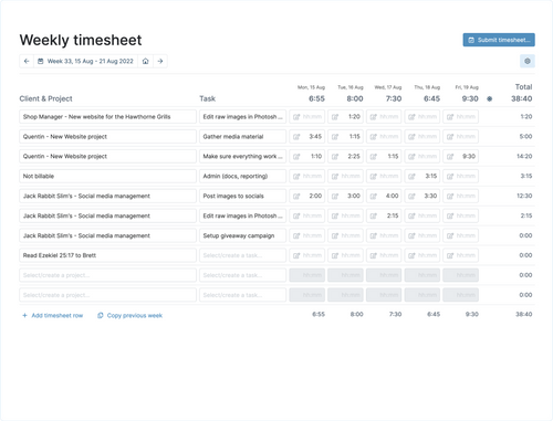 Timesheet for Consultants - Templates included