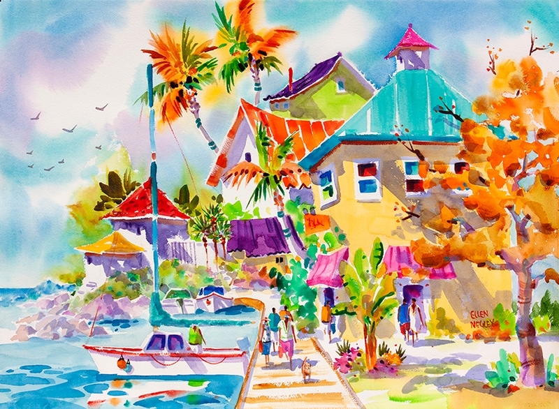 Seaside Shoppers II | Ellen Negley Watercolors
