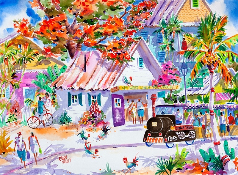 Key West Conch Train | Ellen Negley Watercolors