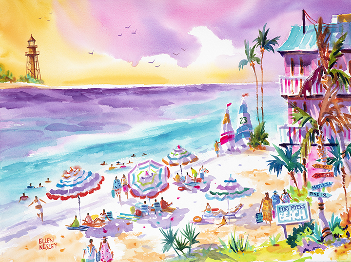 Sea You at the Beach II | Ellen Negley Watercolors