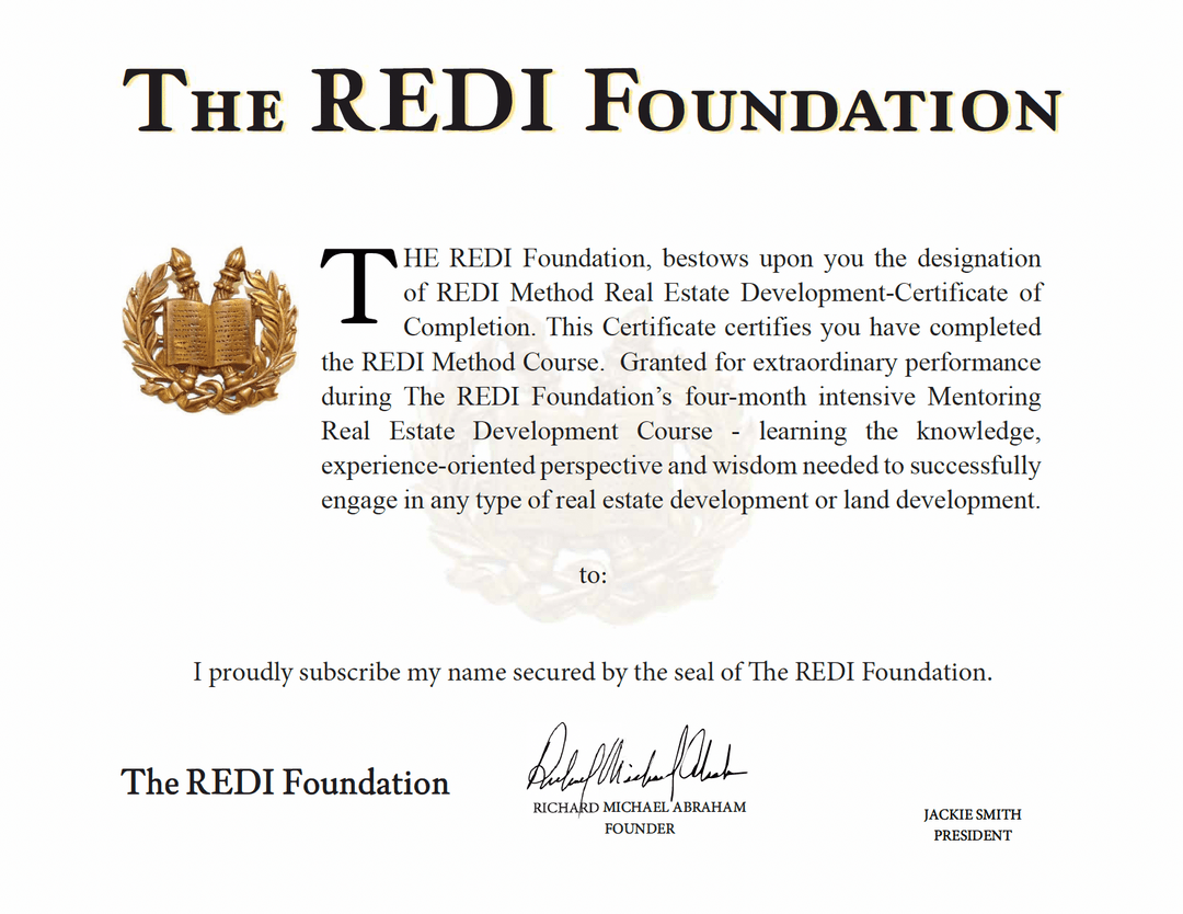 Certificate | REDI Real Estate Development Course