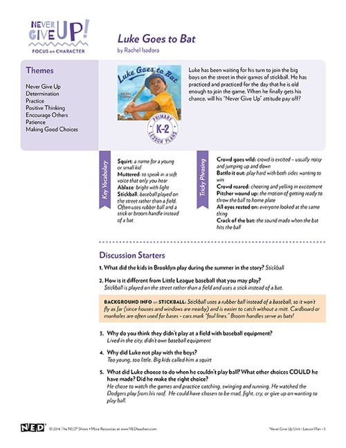 Teacher Resources | Never Give Up Lessons