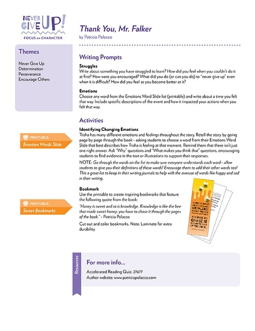 Teacher Resources | Never Give Up Lessons