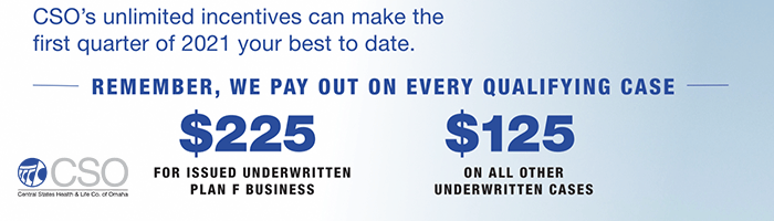 CSO Q1 2021 Medicare Supplement Cash Bonus | Insurance Agent Incentives ...