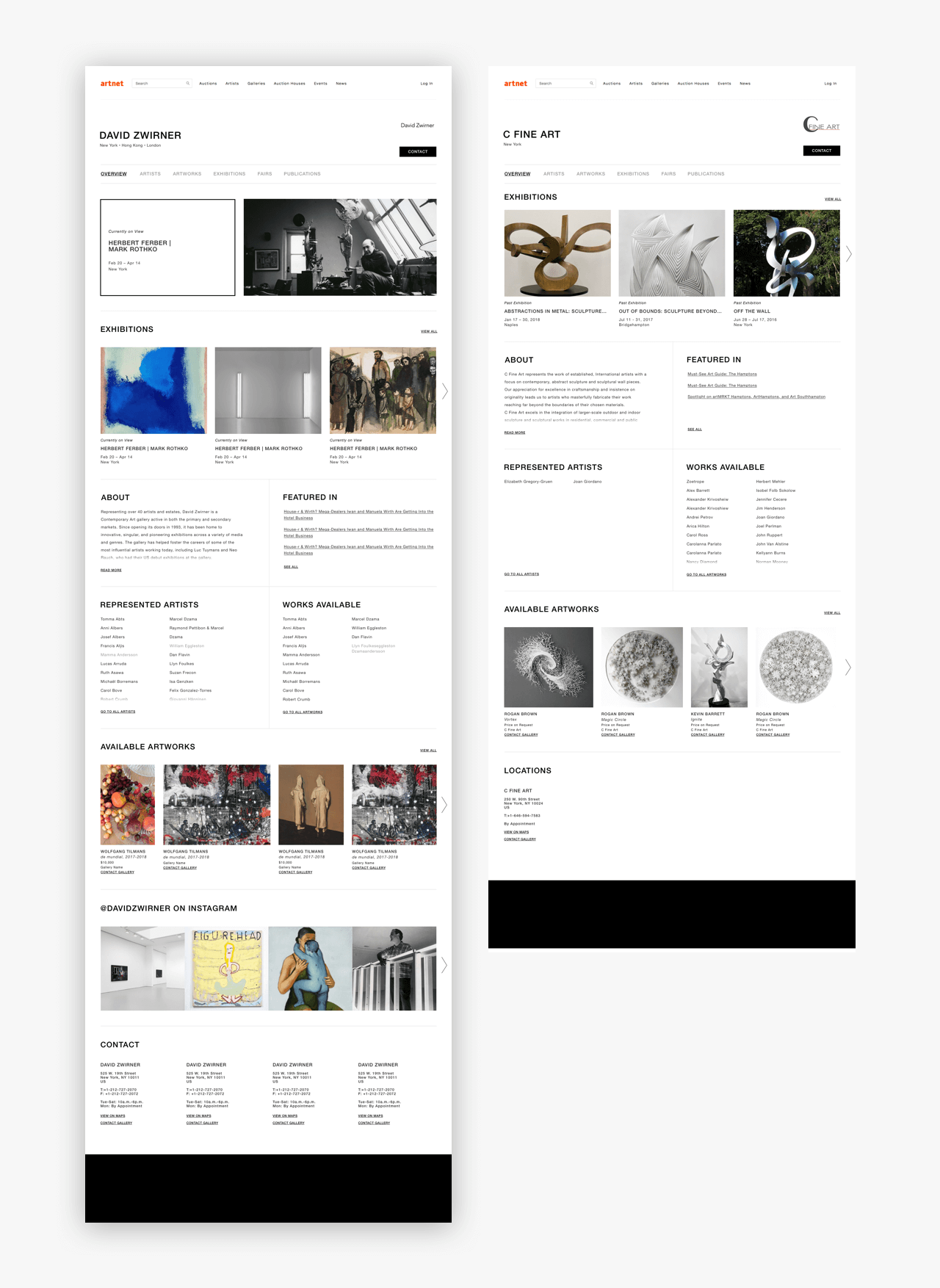 Select Work | Gallery Profile Pages