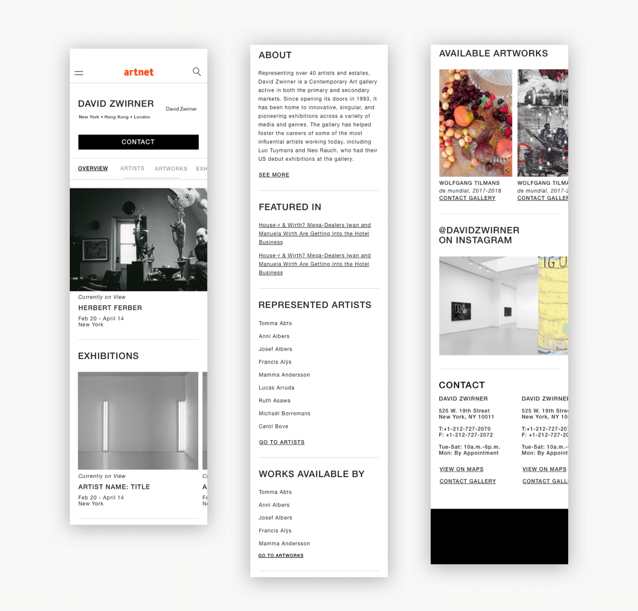 Select Work | Gallery Profile Pages