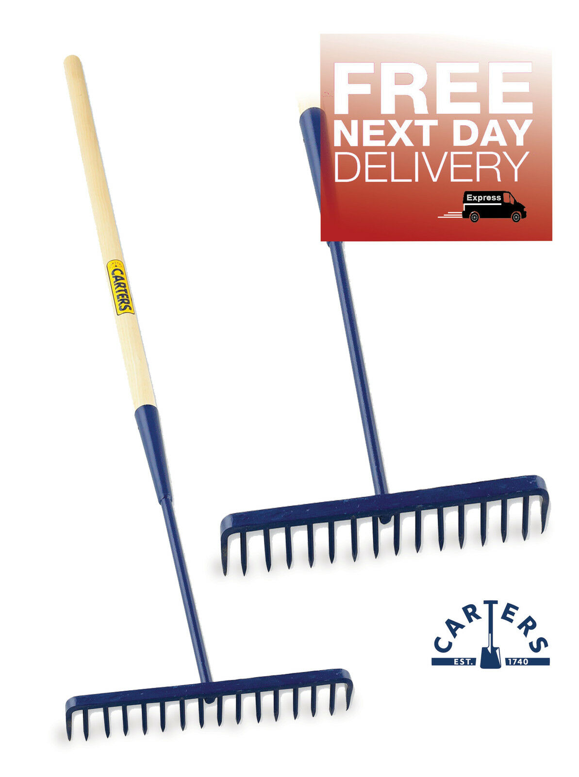 CARTERS TARMAC RAKE WOODEN HANDLE BUILDING GARDENING SAND GRAVEL ROUND ...