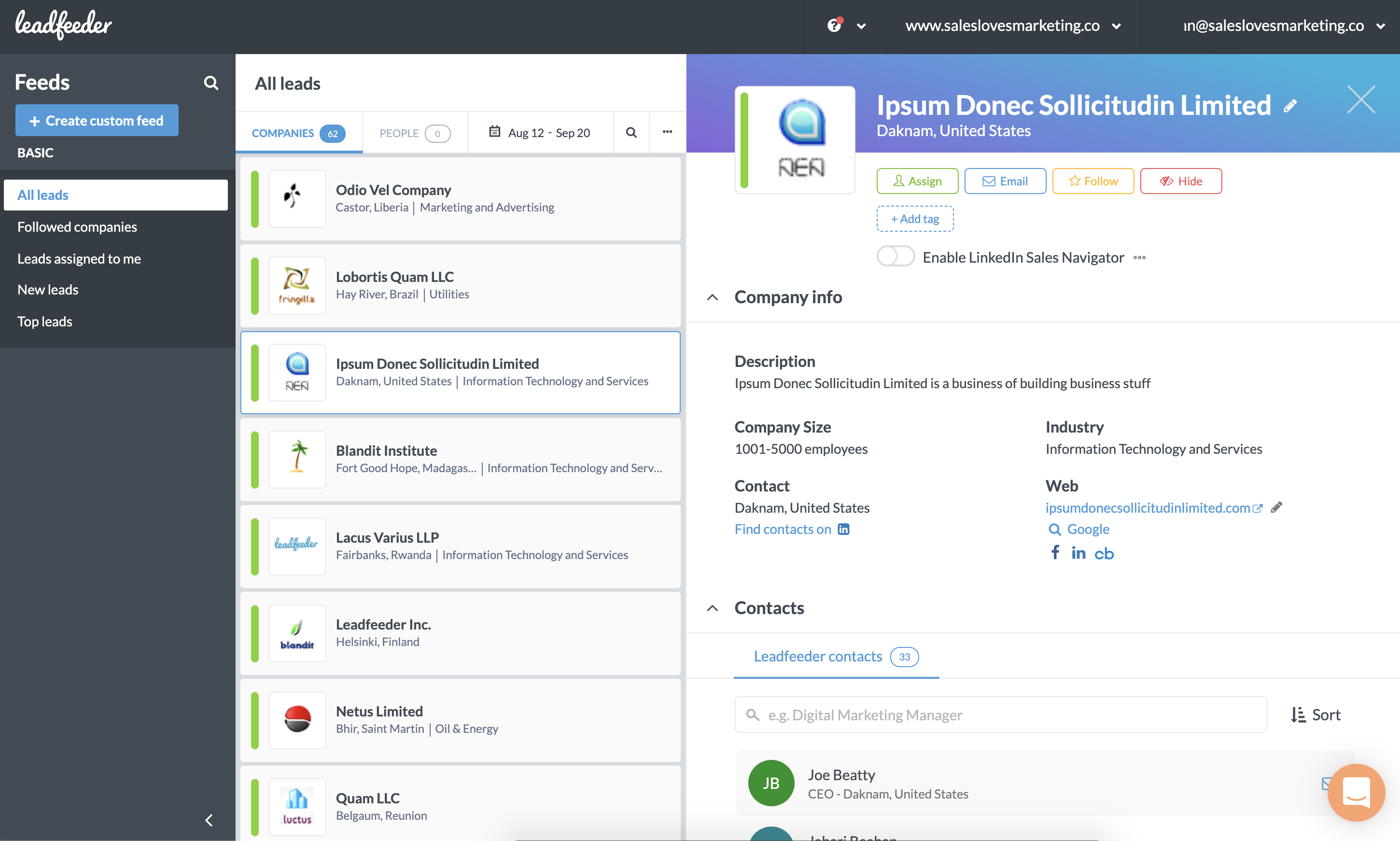 Want to know which company visited your website? Leadfeeder