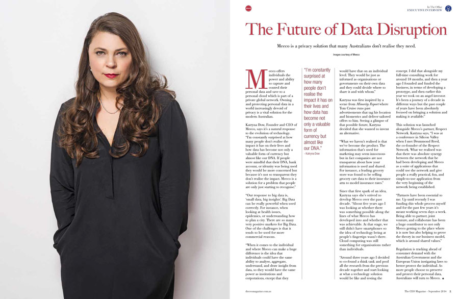 Meeco CEO, Katryna Dow, in CEO Magazine