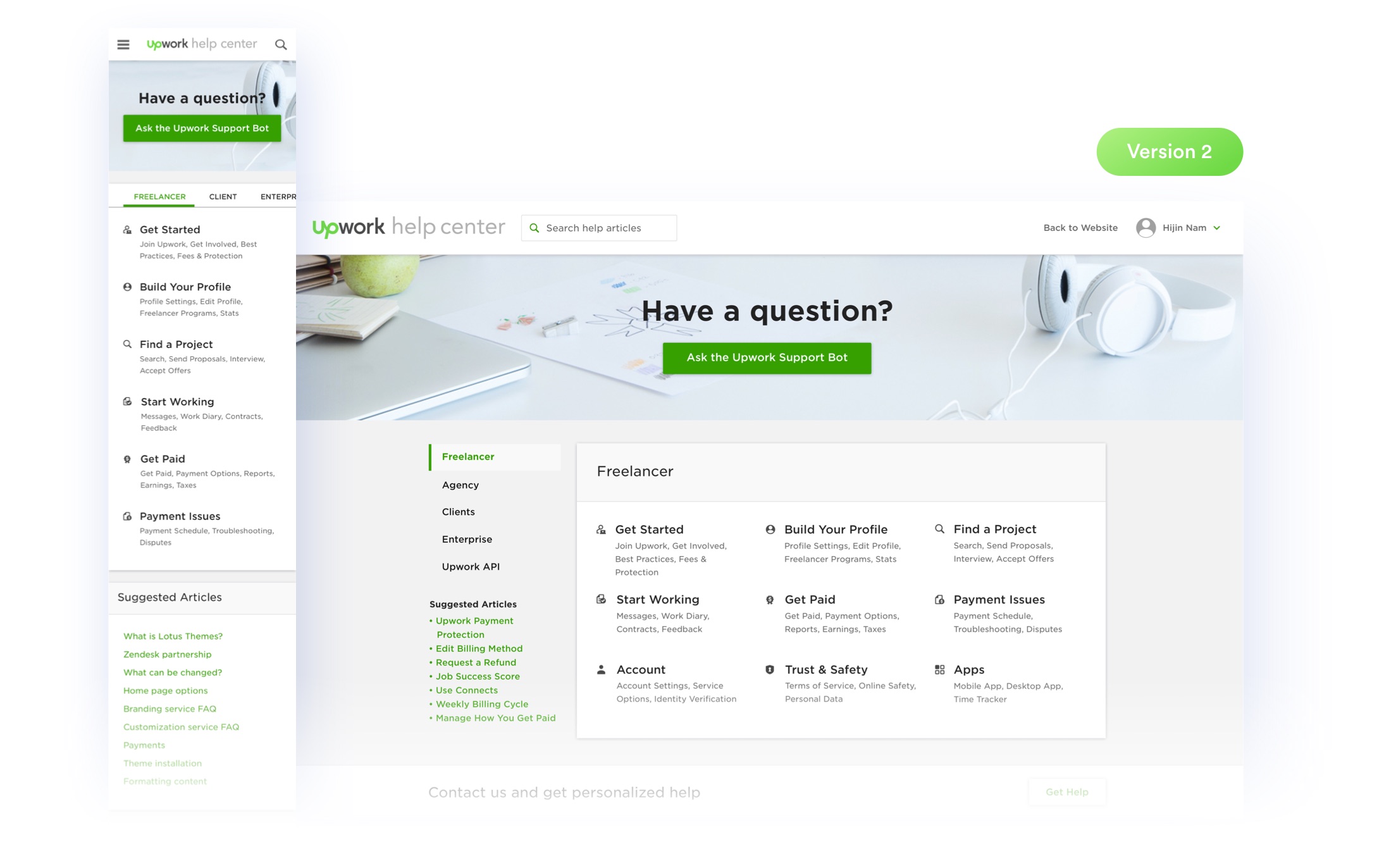 Upwork Help Center Redesign
