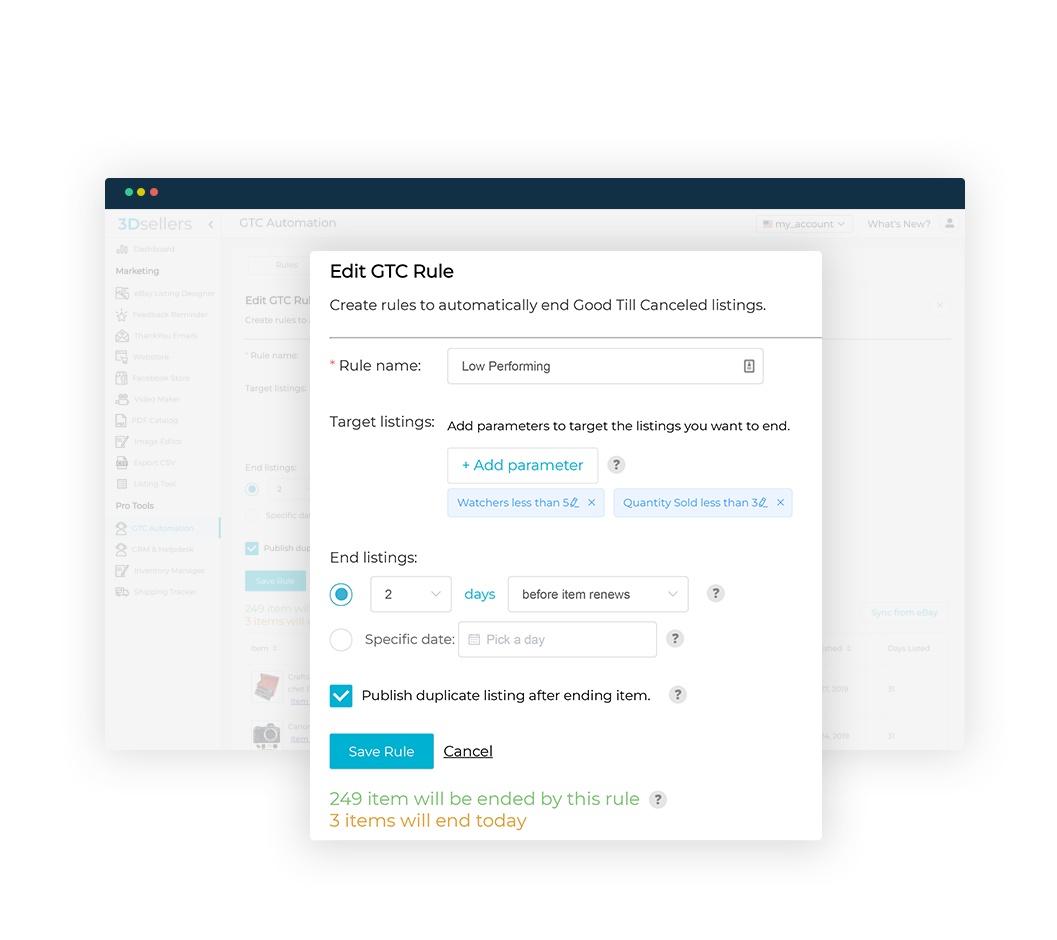 End eBay Listing | Good 'Til Cancelled Automation Tool