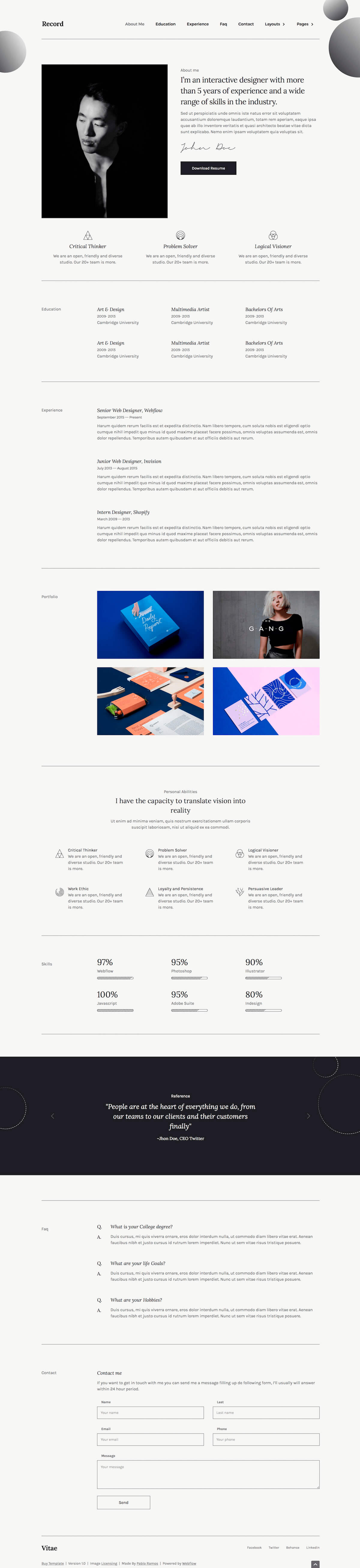 Record - Webflow HTML Website Template